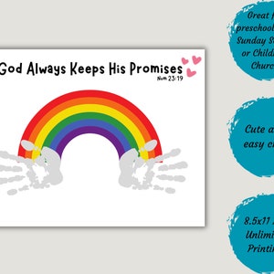Church Kids Craft God Keeps His Promises Rainbow Handprint Activity for ...
