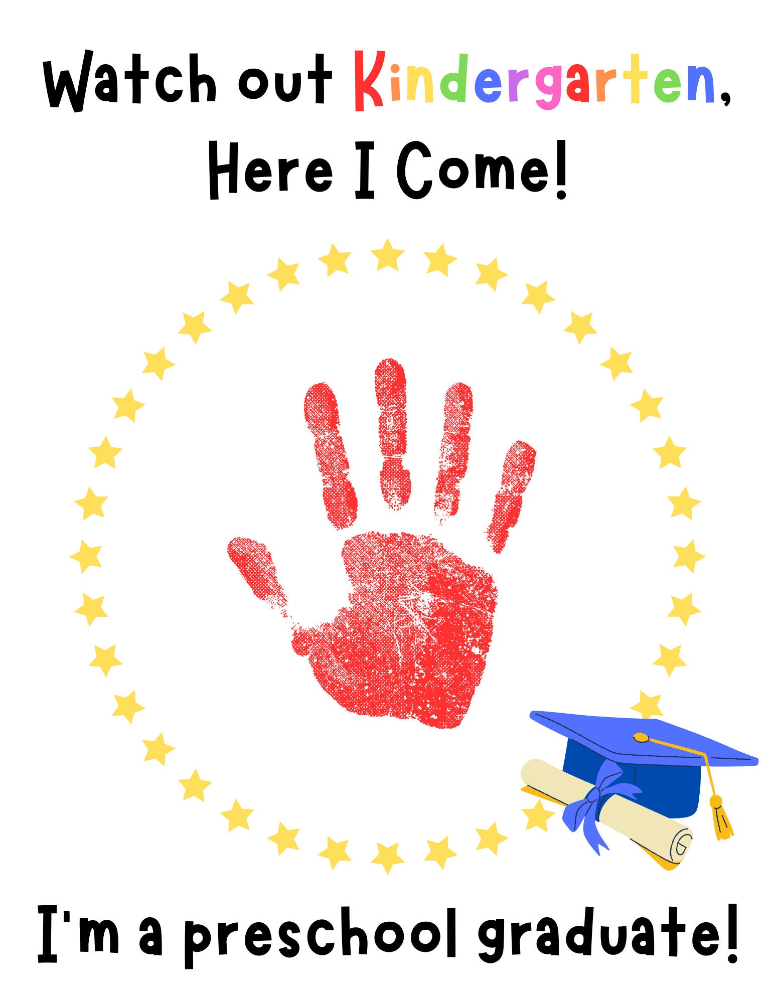 Preschool Graduation Handprint Craft Teacher Resource or Homeschool ...