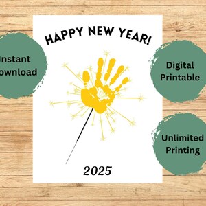 New Years Handprint Craft 2025 Kids Preschool or Daycare Activity ...