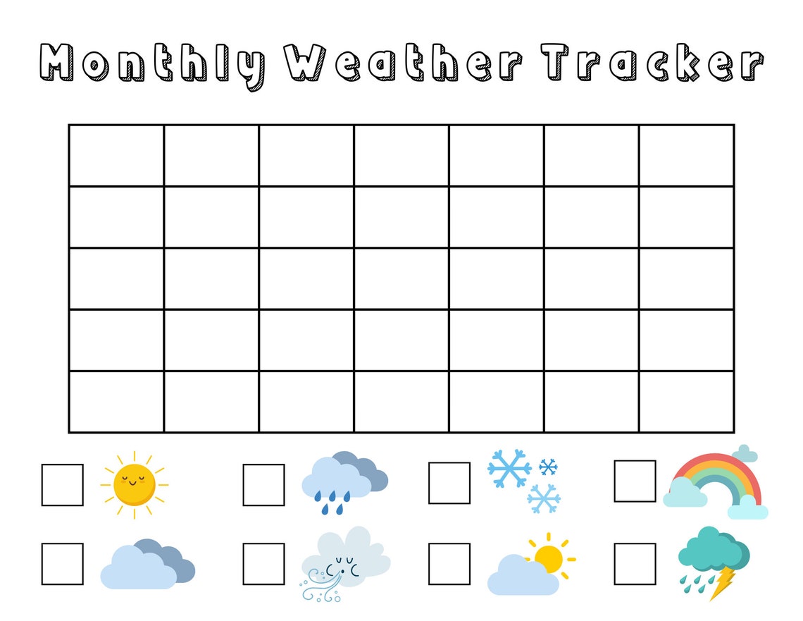 Classroom Weather Tracker Monthly Printable Weather Calendar Tracker ...