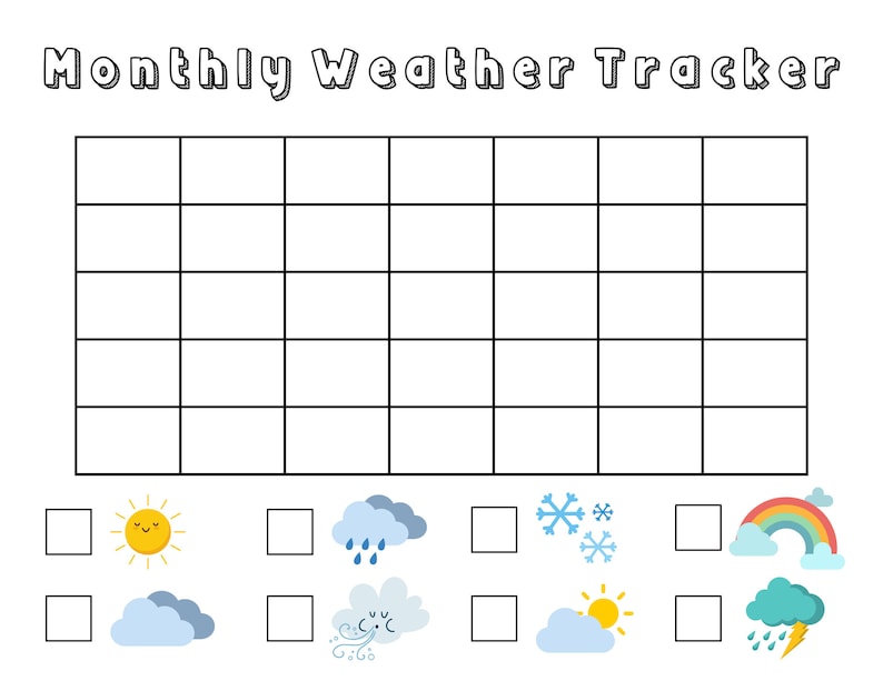 Classroom Weather Tracker Monthly Printable Weather Calendar Tracker ...