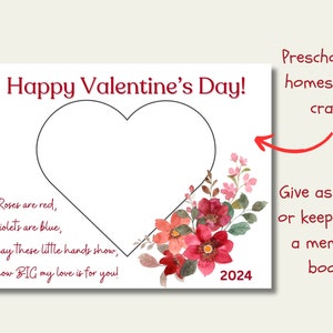 Valentine's Day Handprint Craft Printable Parent Grandparent Gift Baby ...