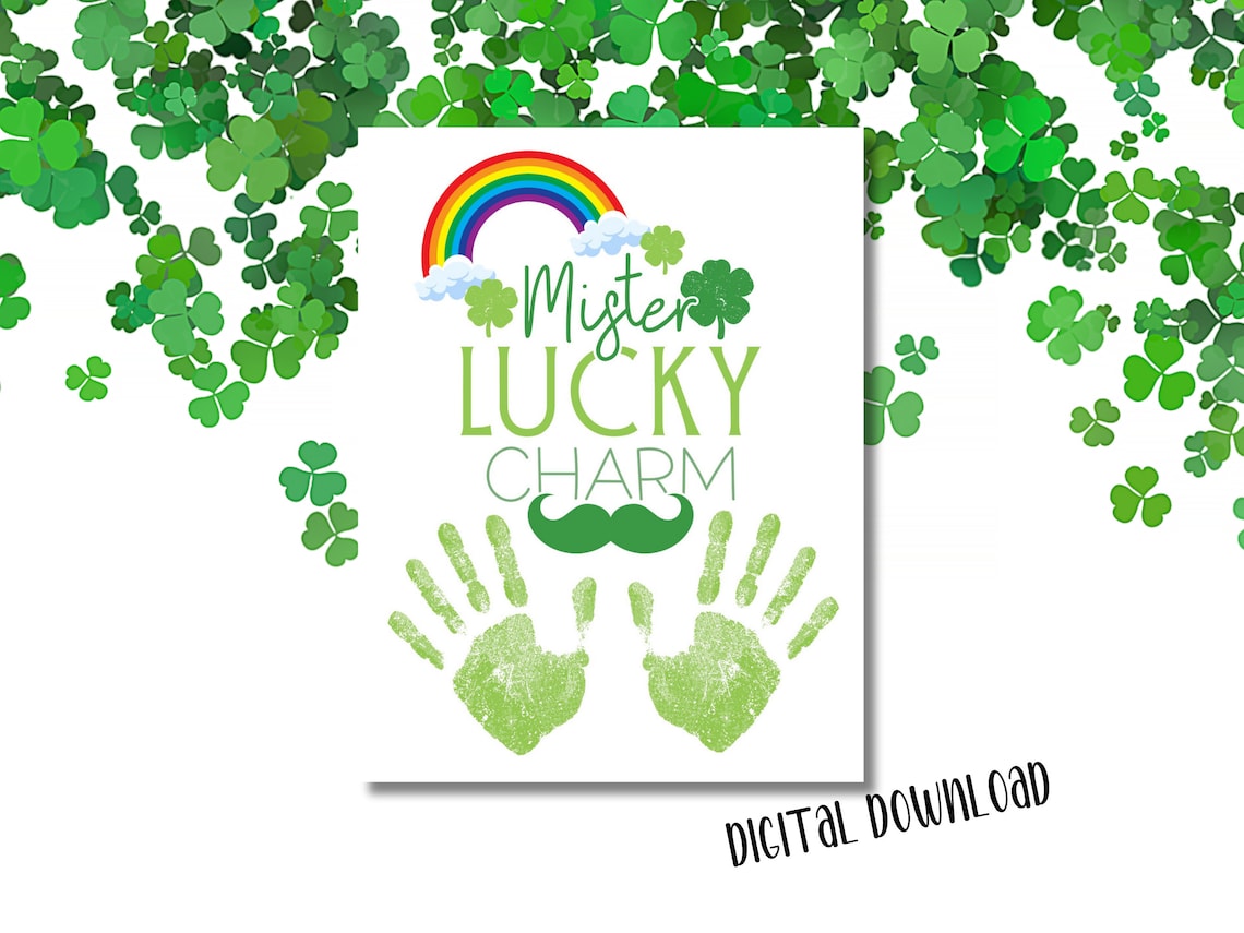 St Patricks Day Lucky Charm Handprint Craft Printable Parent Gift ...