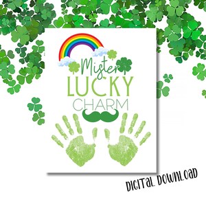 St Patricks Day Lucky Charm Handprint Craft Printable Parent Gift ...