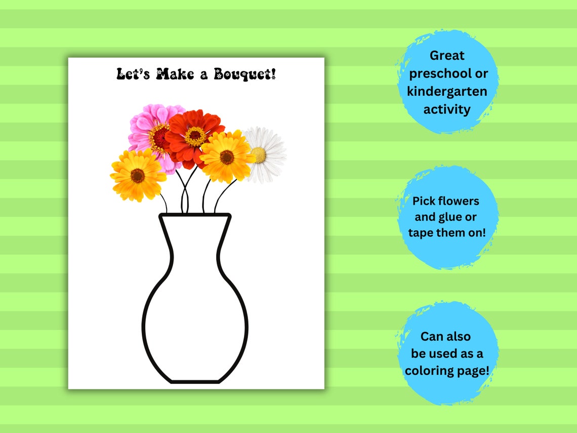 Flower Printable Activity for Kids, Make a Flower Bouquet Craft ...