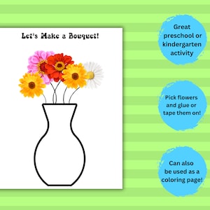 Flower Printable Activity for Kids, Make a Flower Bouquet Craft ...