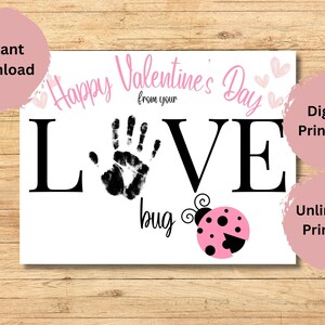 Valentine's Day Handprint Kids Craft Printable, Love Bug Parent Gift ...