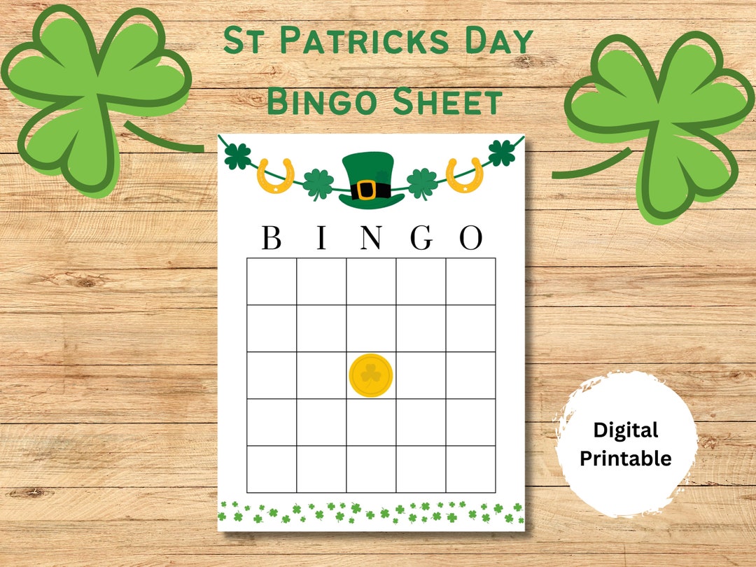 St Patricks Day Bingo Sheet Blank, School Party Game, Group Family ...
