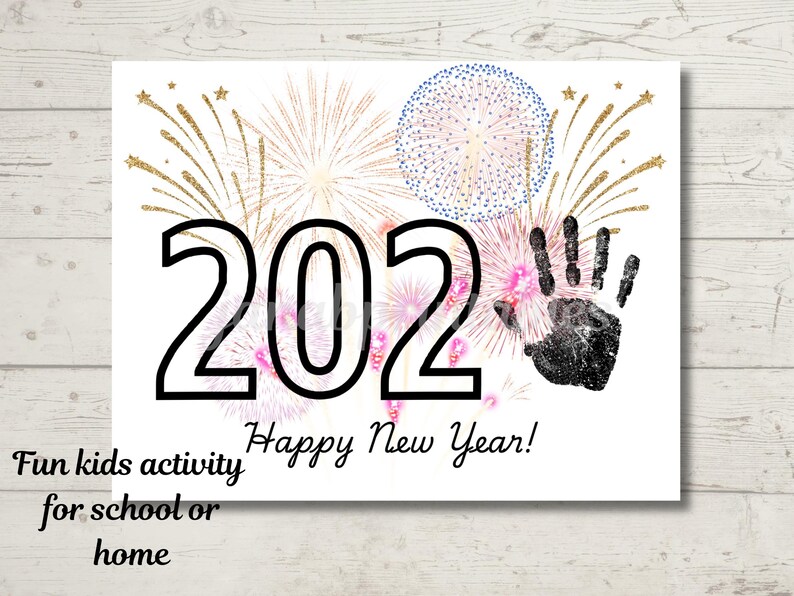 New Years Handprint Craft | 2025 Kids Preschool or Daycare Activity ...