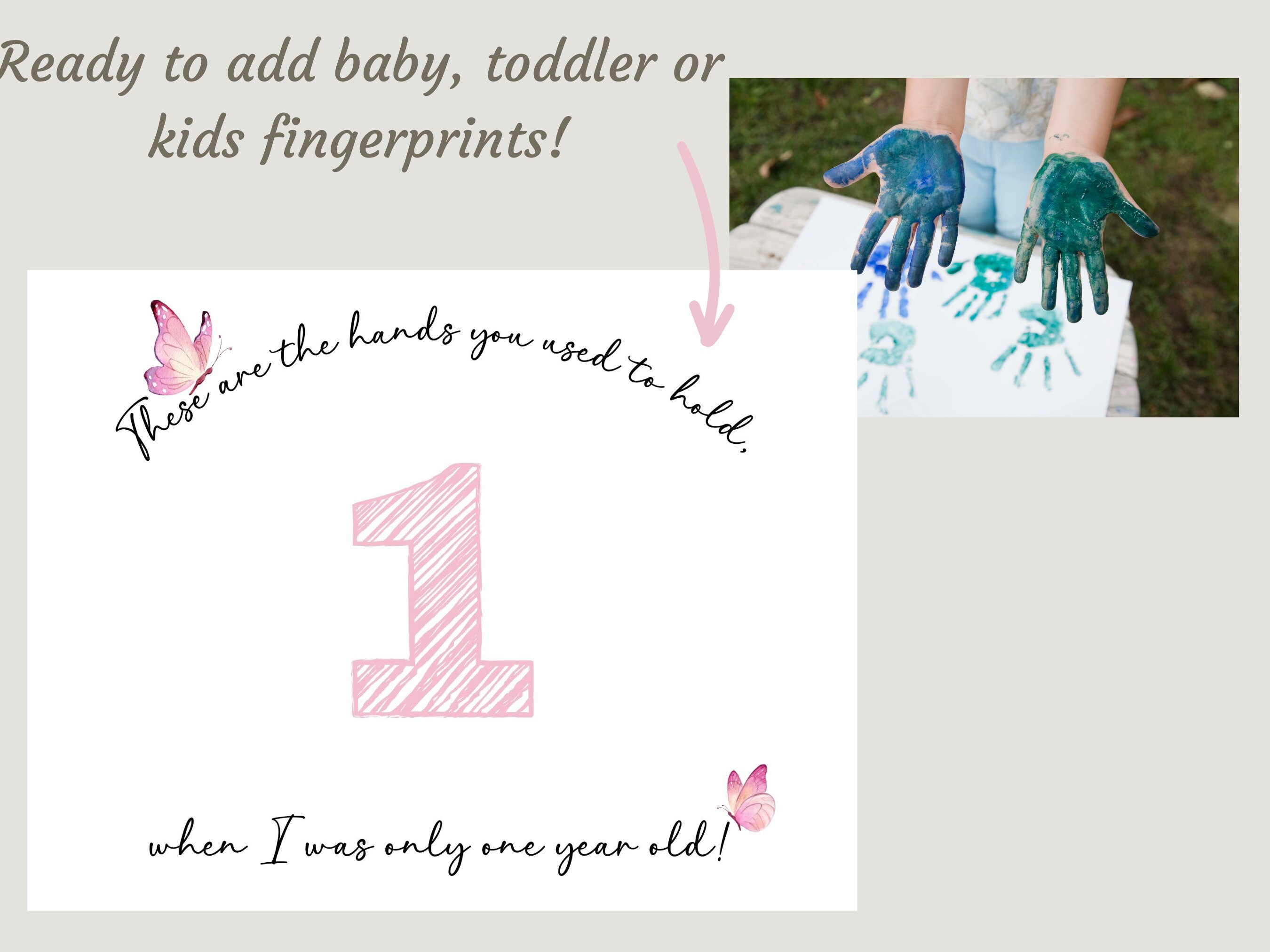 Girl Birthday Handprint Craft Printable Birthday Milestone Craft ...