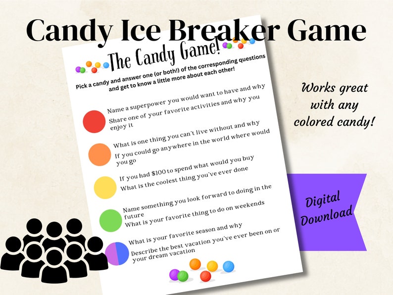Candy Ice Breaker Game: Group Activity, Get to Know You (digital ...