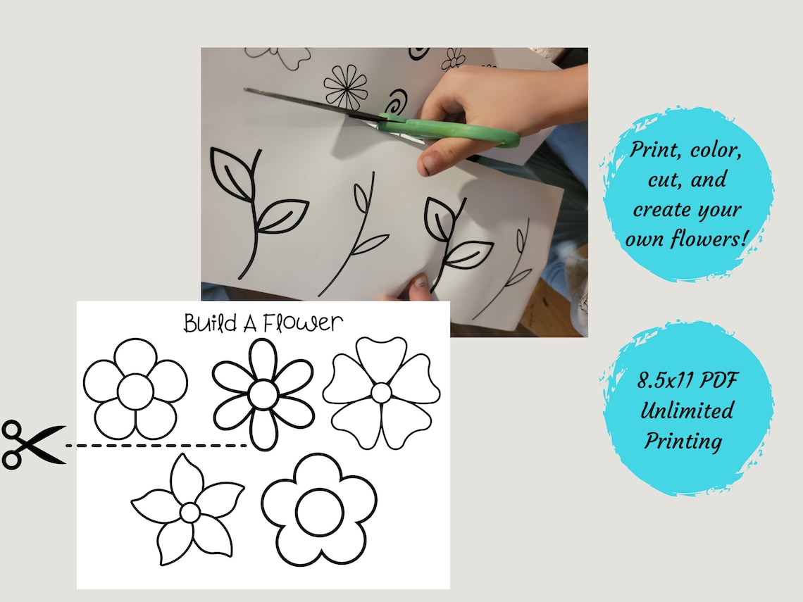 Kids Flower Craft Spring Printable Build a Flower - Preschool Paper ...