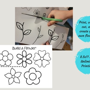 Kids Flower Craft Spring Printable Build a Flower - Preschool Paper ...