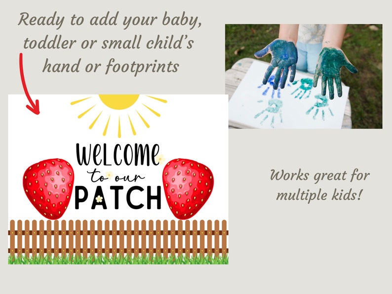 Kids Spring Garden Handprint Craft Printable Welcome to Our Strawberry ...