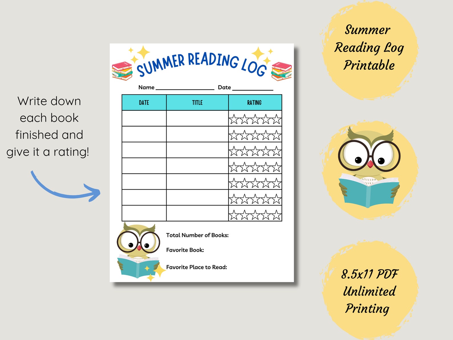 Summer Reading Log Tracker Printable for Kids and Adults, Summer Book ...