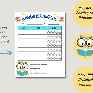 Summer Reading Log Tracker Printable for Kids and Adults, Summer Book ...