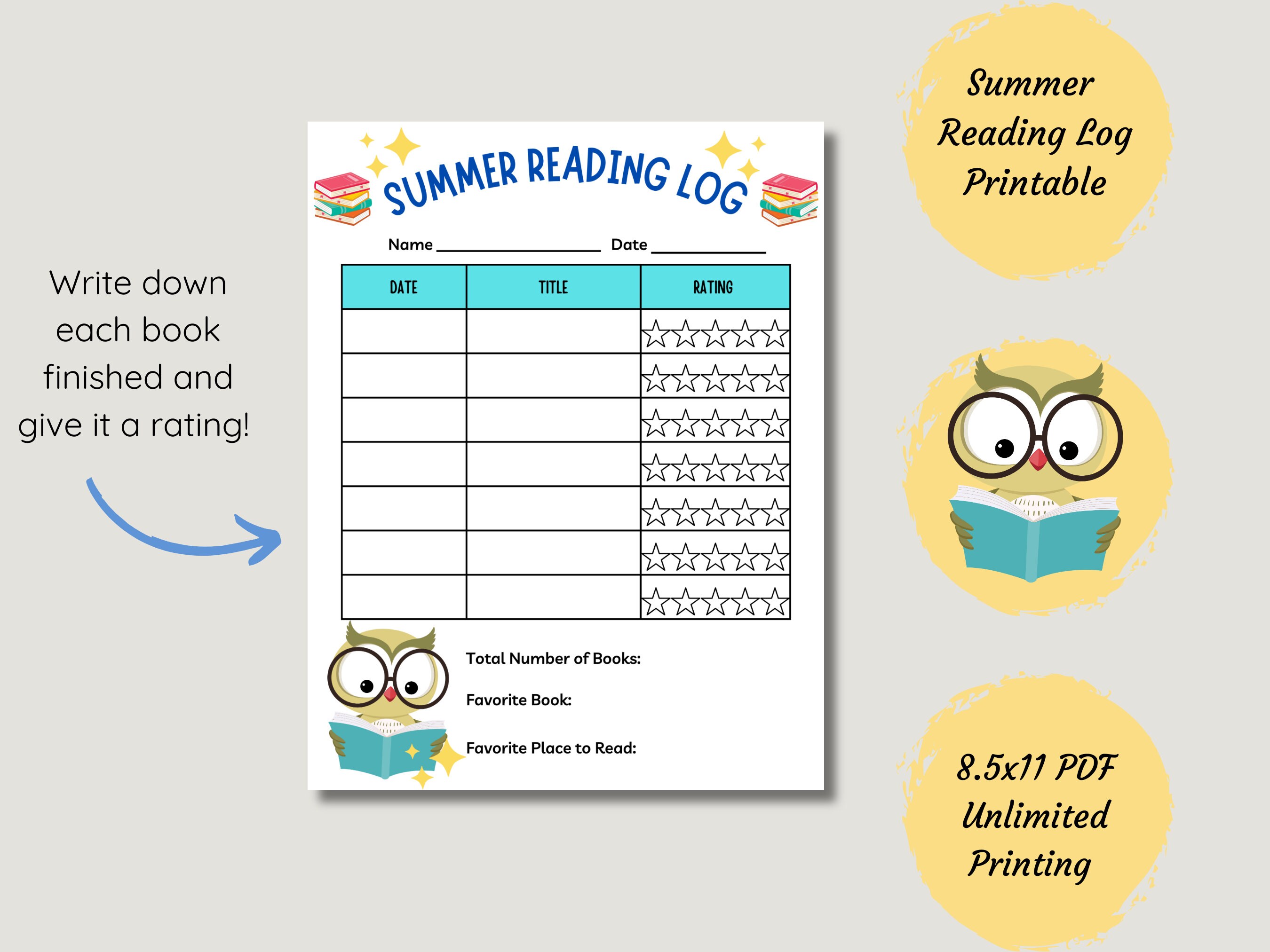 Summer Reading Log Tracker Printable for Kids and Adults, Summer Book ...