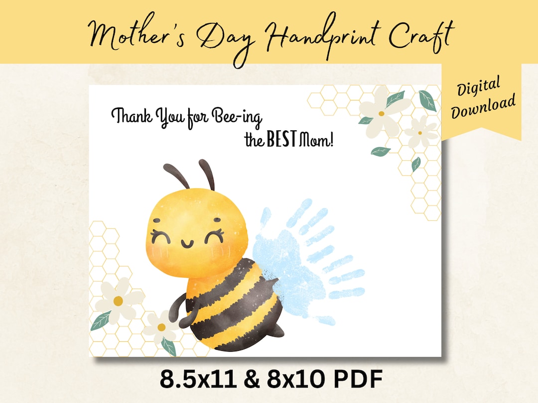 Mothers Day DIY Handprint Craft Card Printable Gift for Mom | Best Mom ...