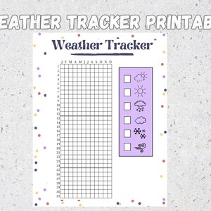 Weather Tracker Chart Printable | Daily Weekly Monthly Weather Graph ...