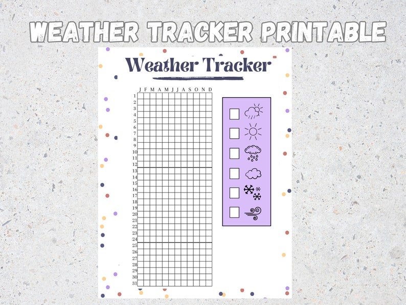 Weather Tracker Chart Printable | Daily Weekly Monthly Weather Graph ...