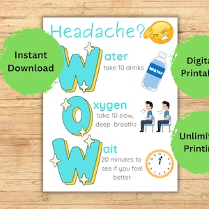 Nurses Office Printable for Health Room, School Nurse Headache Wall ...