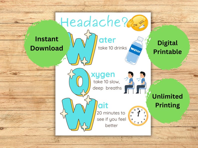 Nurses Office Printable for Health Room, School Nurse Headache Wall ...