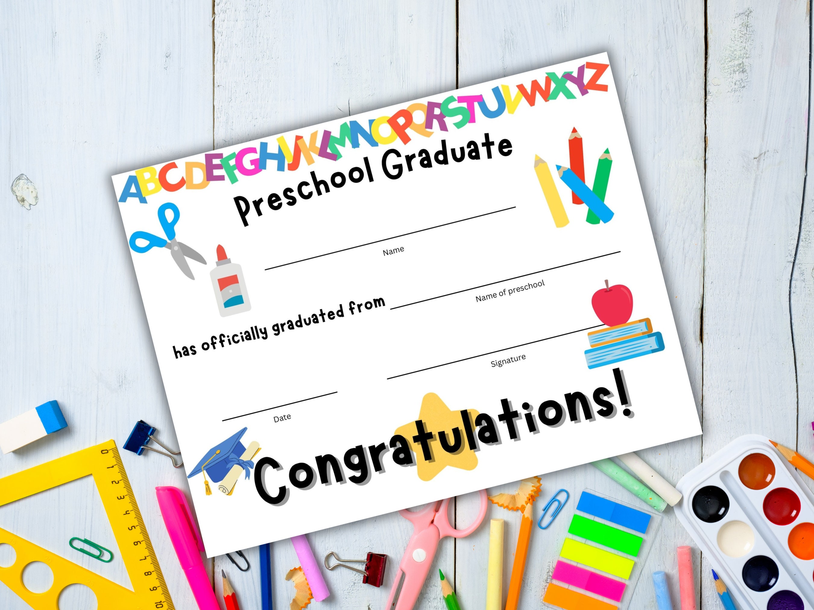 Preschool Graduation Certificate Printable for Kids - Colorful Way to ...