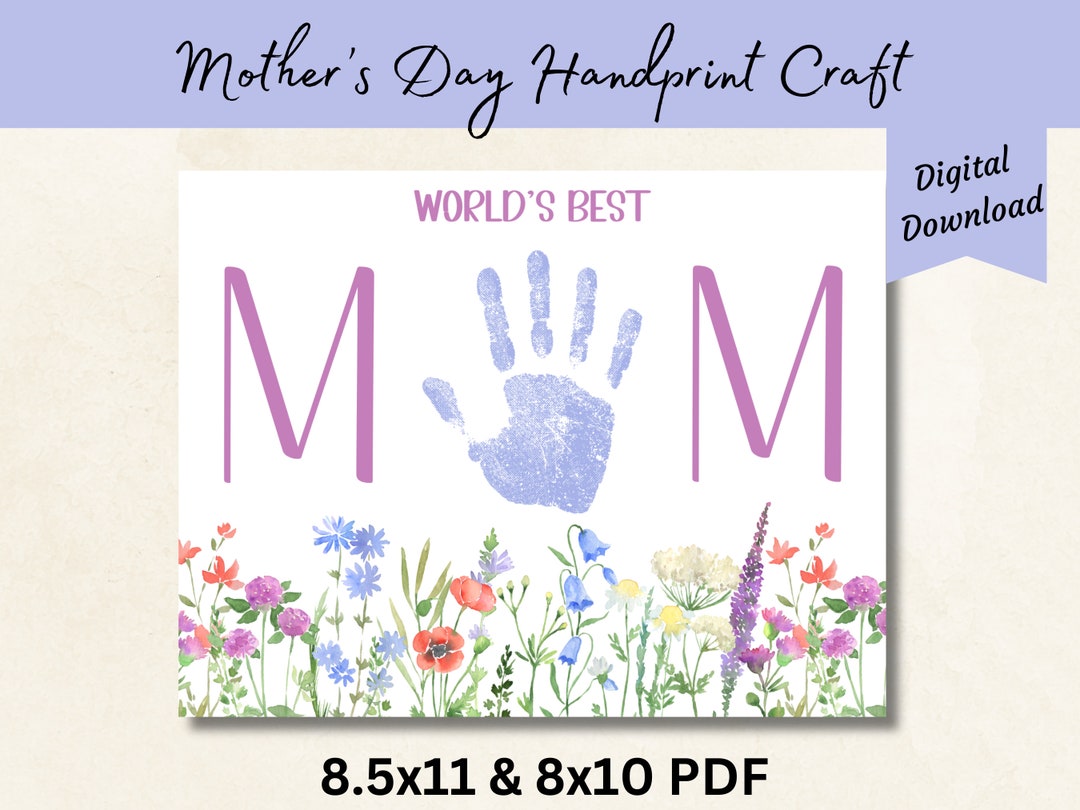 Mother's Day Handprint Craft Printable Gift for Mom Birthday Keepsake ...