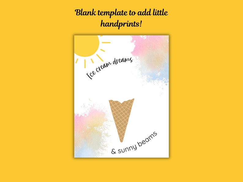 Kids Summer Ice Cream Handprint Craft Printable End of School Year Art ...