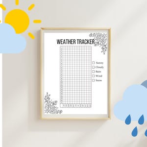 Daily Weather Tracker Chart Printable | New Year Weather Graph Weekly ...
