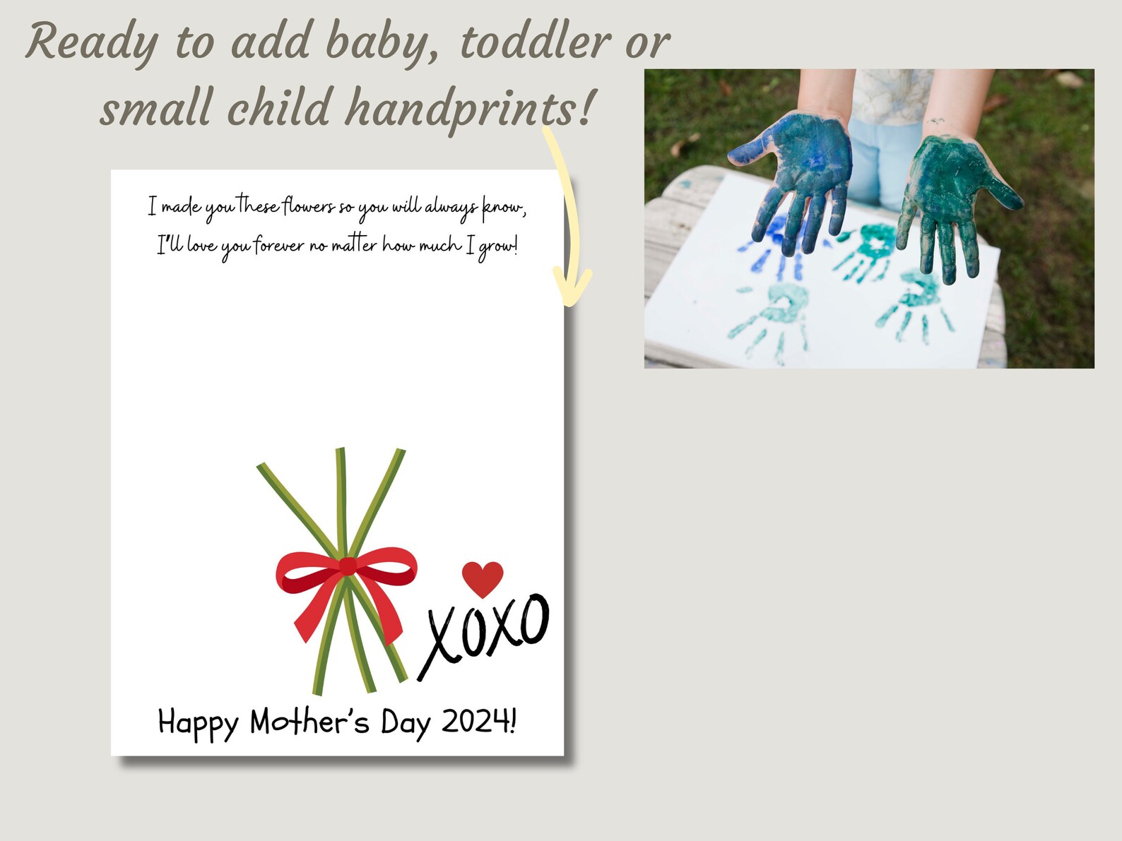 Mother's Day Kids Handprint Craft Printable Bouquet Gift for Mom ...