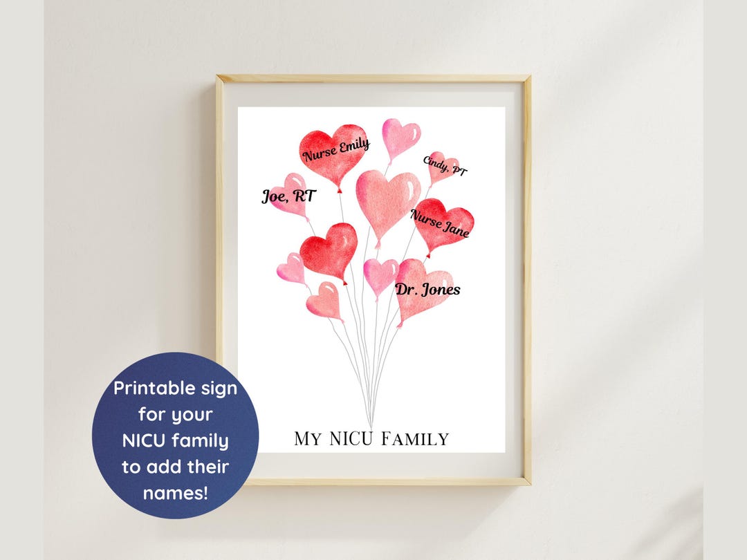 NICU Family Staff Printable Sign: Preemie Baby Keepsake (digital ...