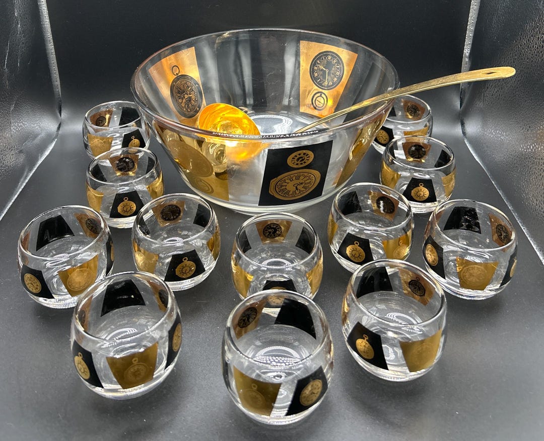 Cera Punch Bowl With Cups Clock Motif - Etsy