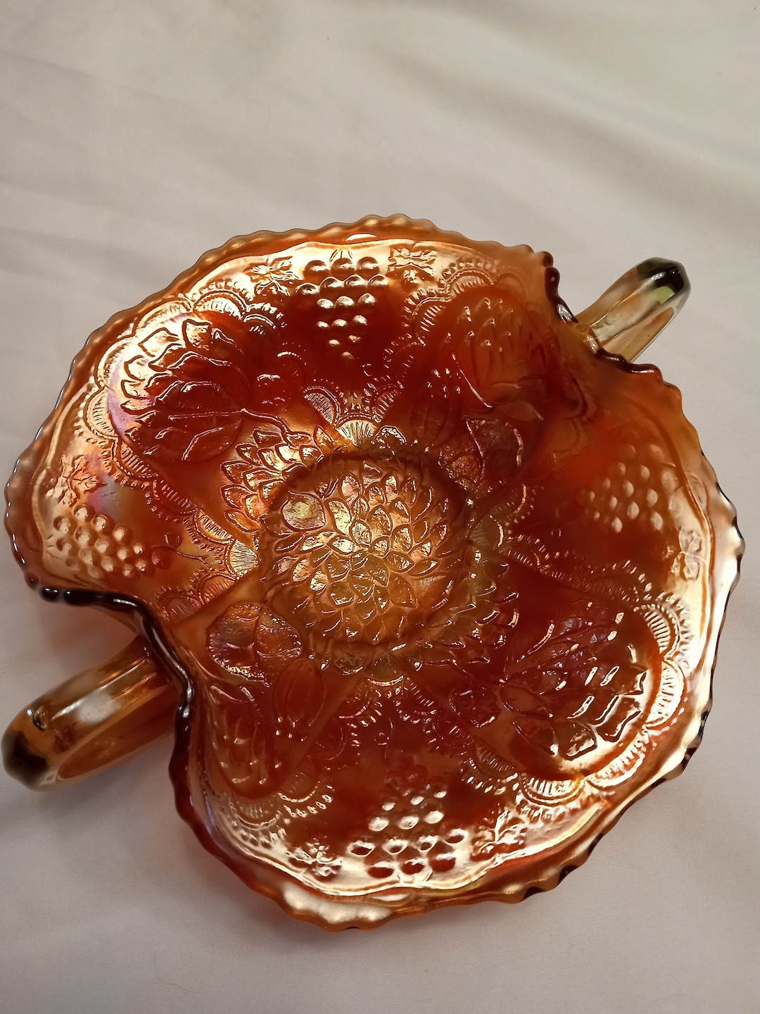 Fenton Lotus & Grape Marigold Bon Bon Dish - Etsy