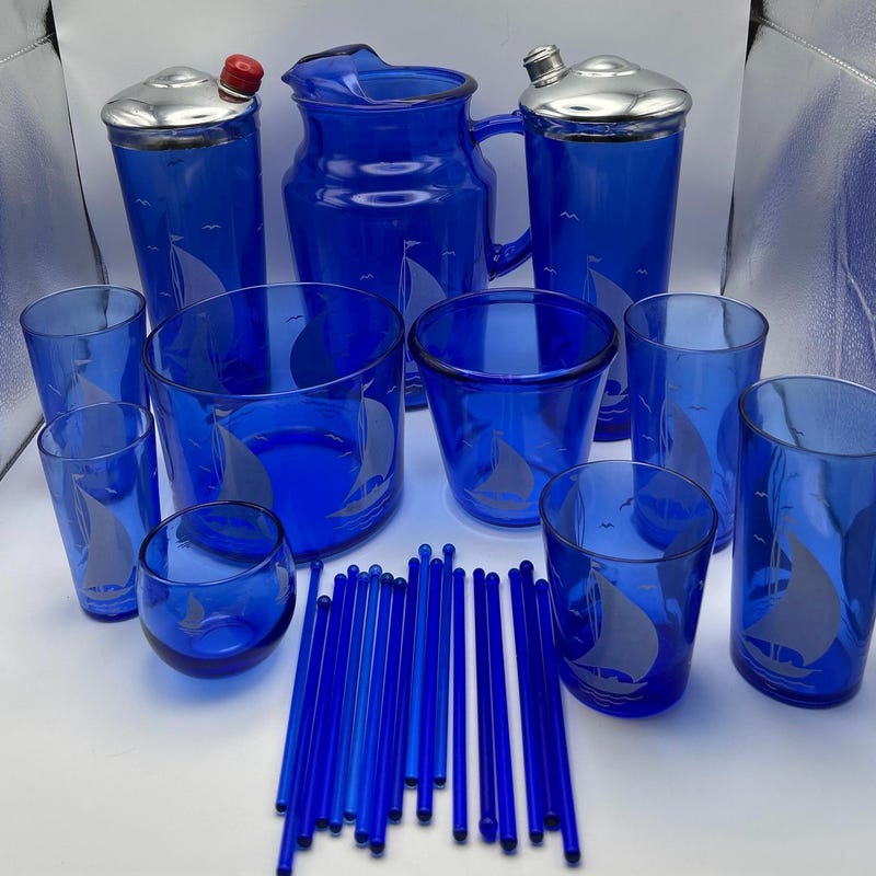 Blue Glassware - Etsy