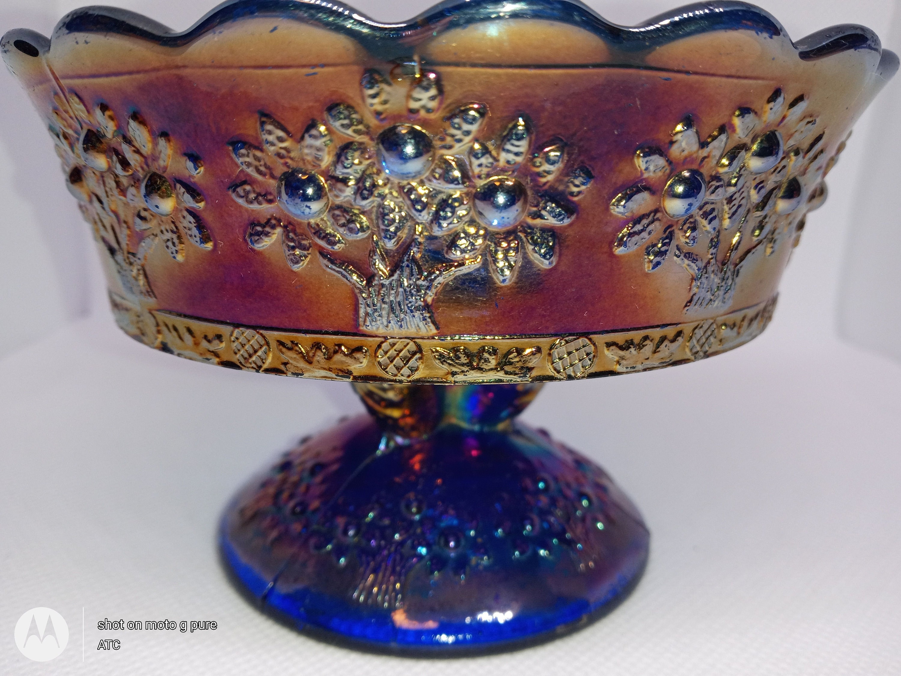 Fenton Orange Tree Cobalt Blue Compote - Etsy