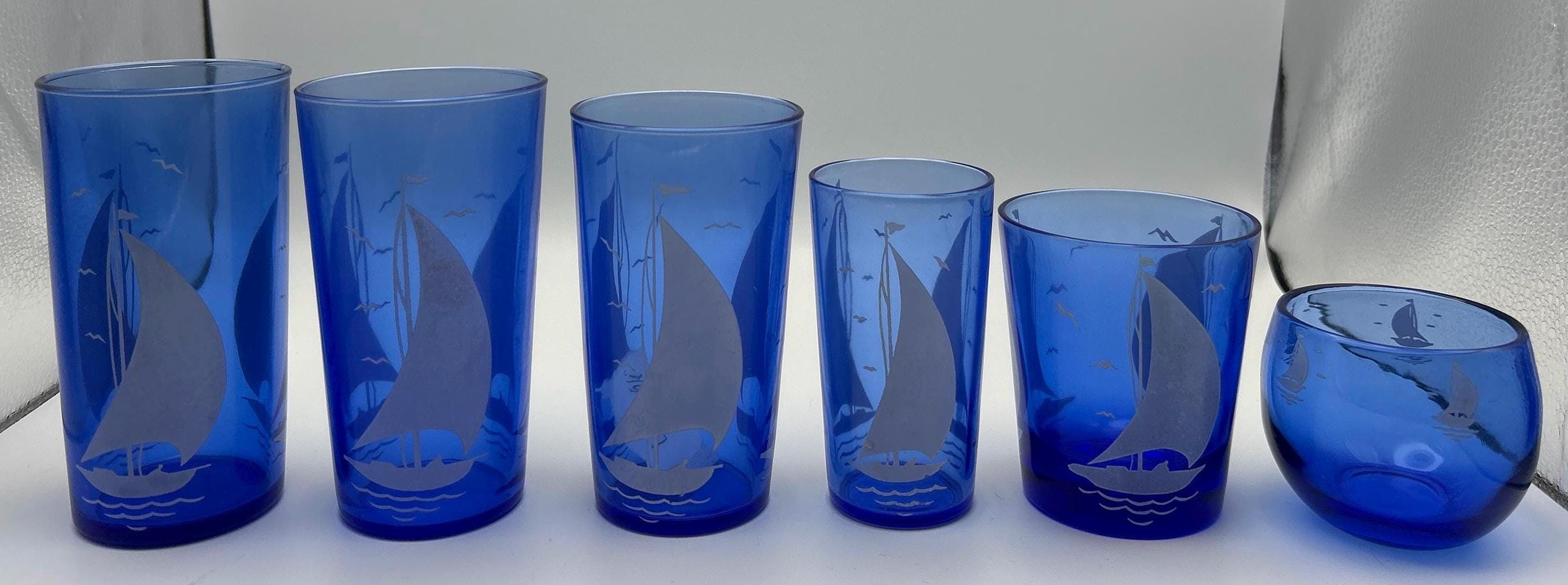 Cobalt Blue Sailboat Aka Ships Glassware - Etsy