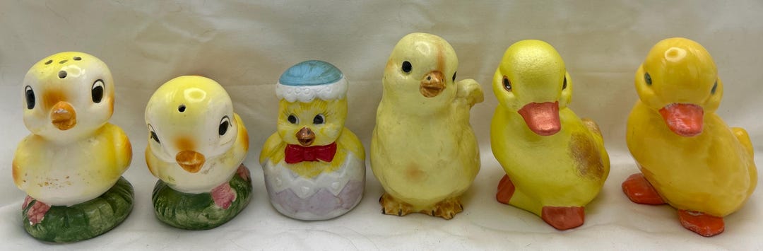 6 Easter Duck Chick Ceramic Figures - Etsy