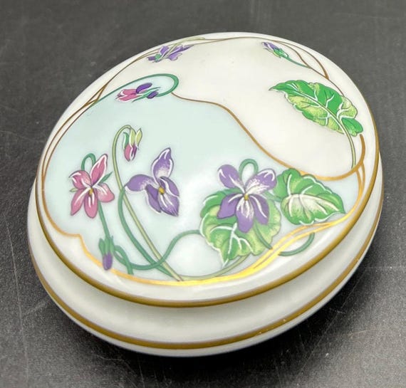 Limoges Castel Floral Trinket Box, Jar - Gem