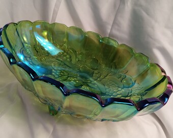 Lime Green Harvest Grape Footed Bowl by Colony Glass CO. - Etsy