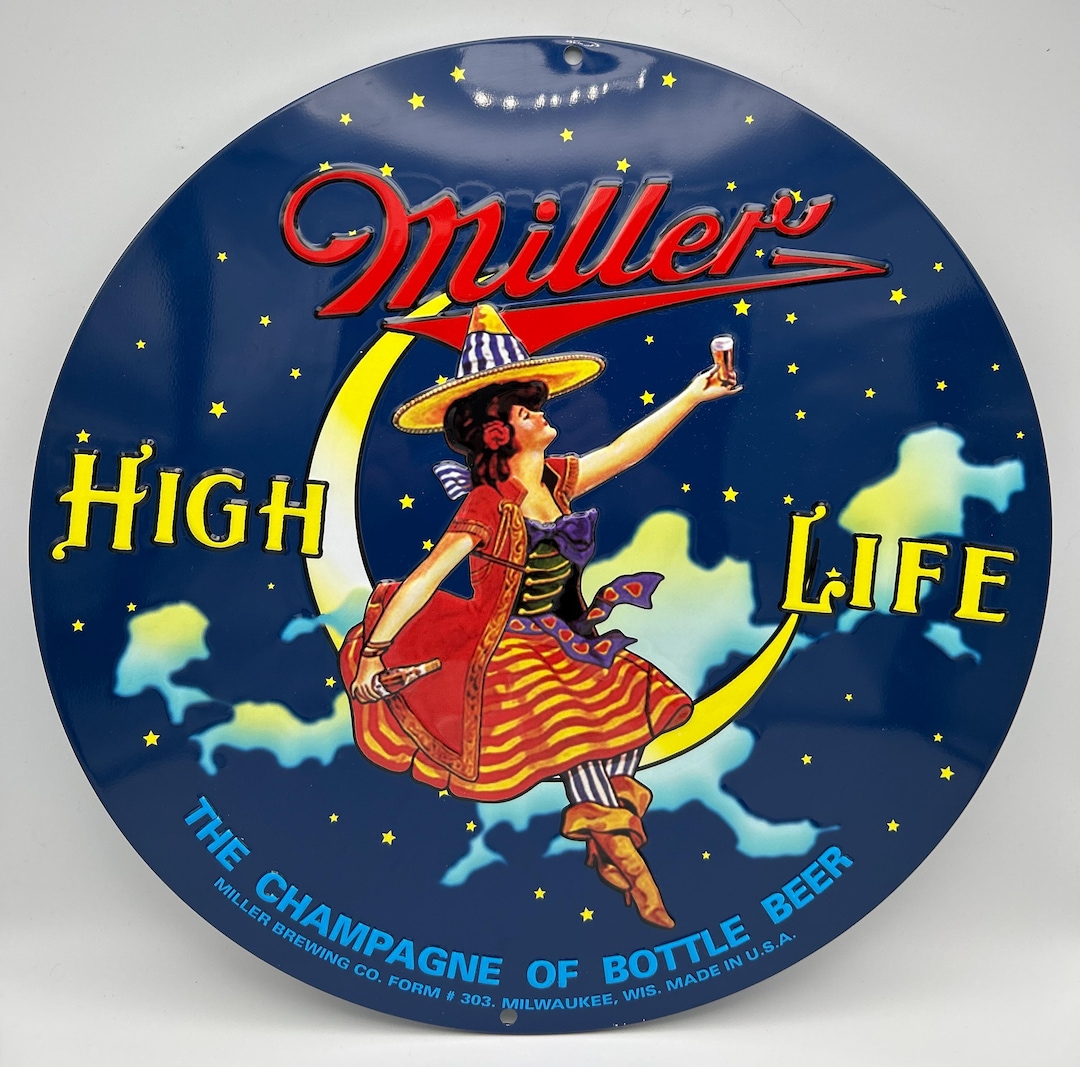 Miller High Life Beer Girl on the Moon Metal Sign - Etsy