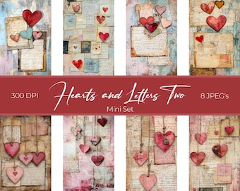 Vintage Valentine Scrapbook Pages TWO Digital Paper Pack Backgrounds ...