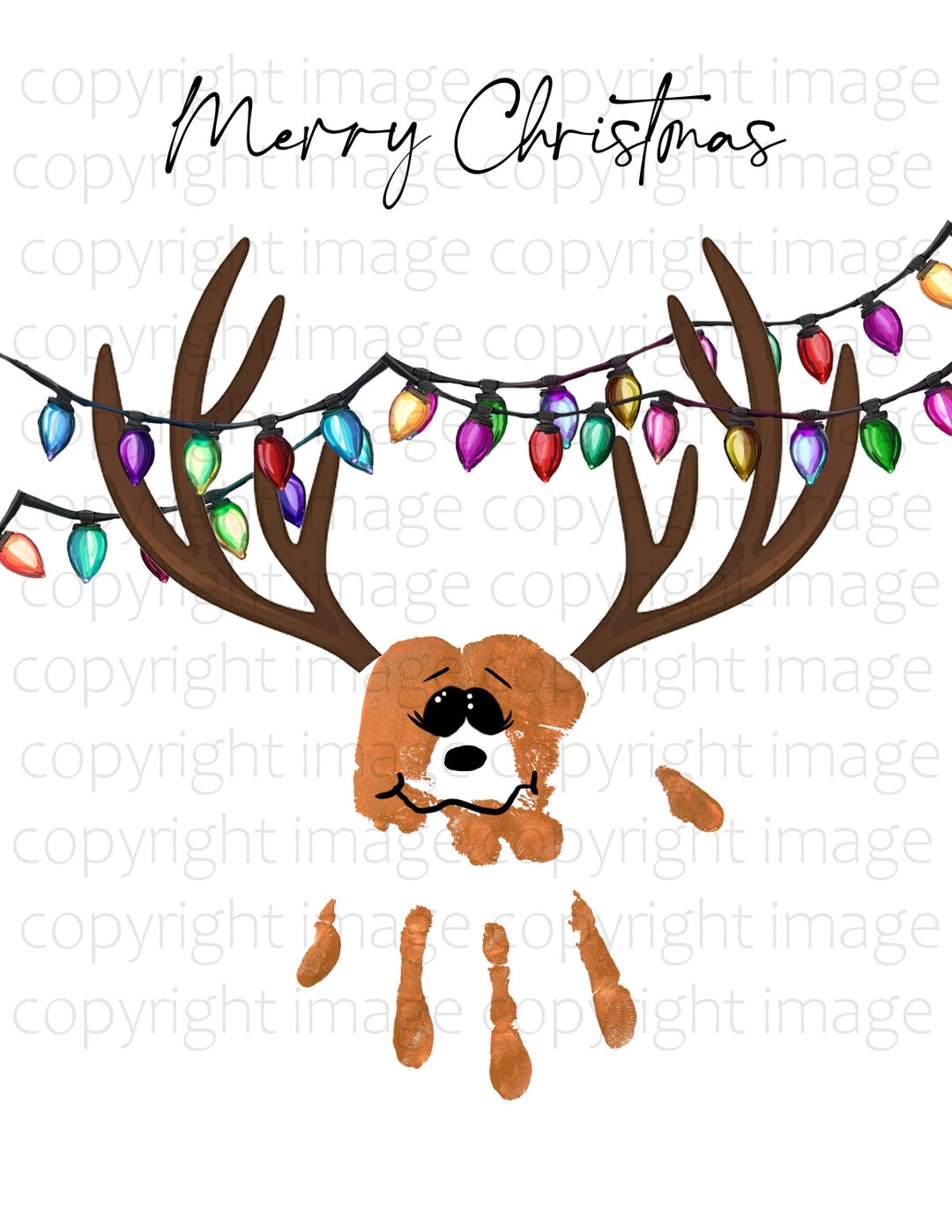 Reindeer Christmas Handprint Art Kids Toddlers Baby Printable Reindeer ...