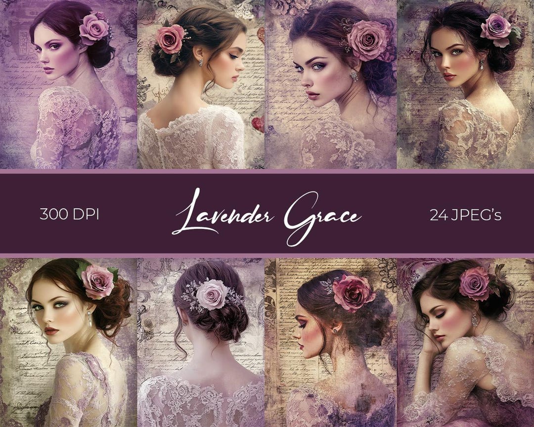 Vintage Lavender Grace Digital Paper Pack – Backgrounds for ...