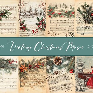 Vintage Christmas Sheet Music Digital Paper Pack – Holiday Backgrounds ...
