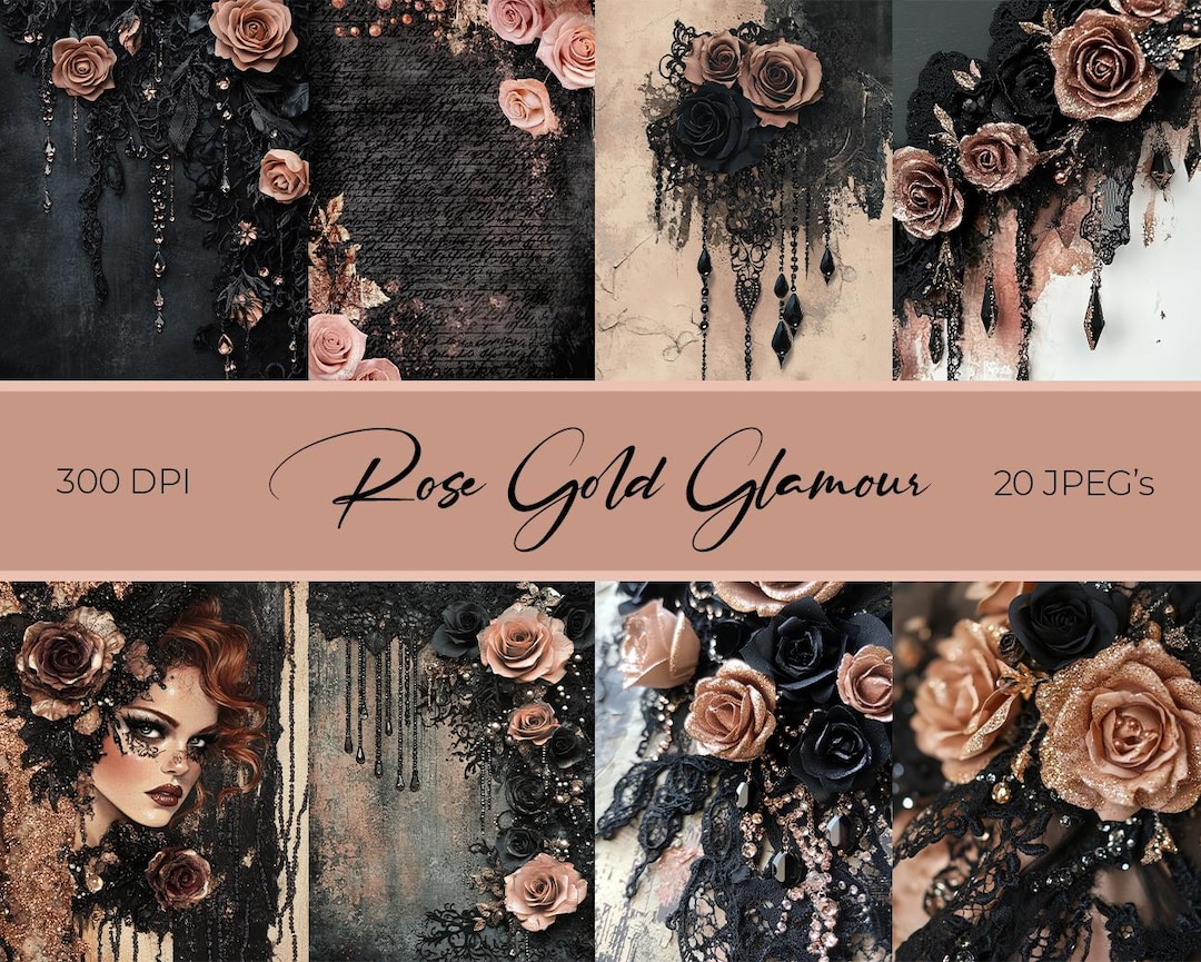 Vintage Rose Gold Glamour Digital Paper Pack – Backgrounds for ...