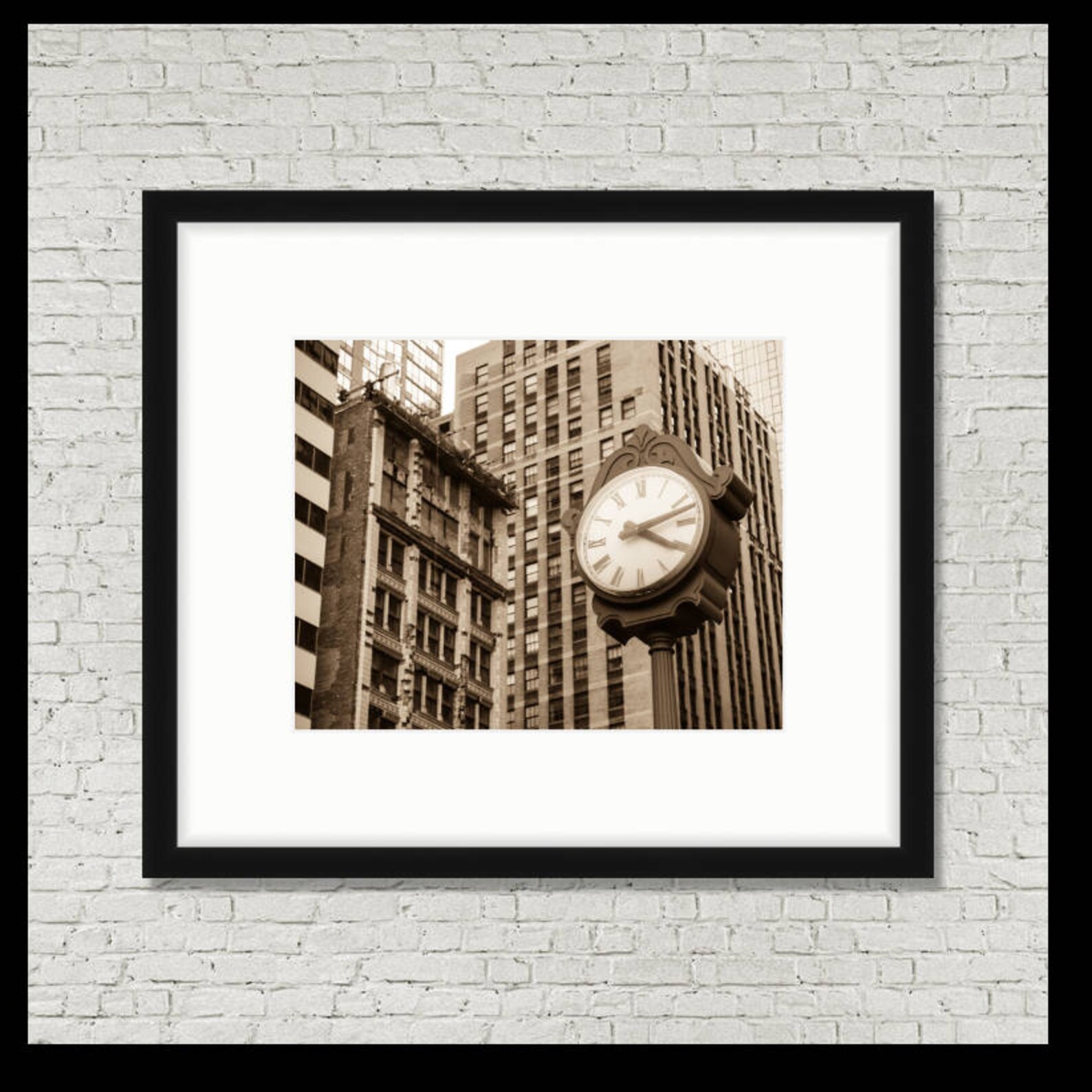 Sepia Chicago Photography Downtown Chicago Print Clock Canvas - Etsy