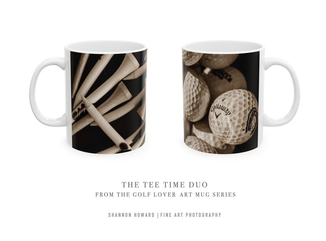 Golf Lover Mug Set of 2 Ceramic BPA & Lead Free Cups, Golf Balls Tees ...
