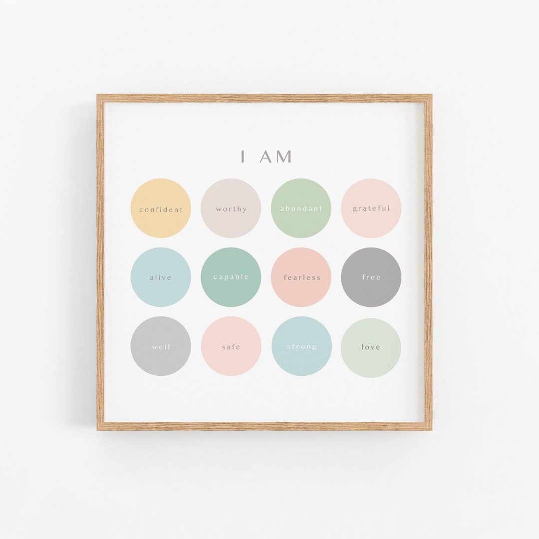 I Am Affirmations PRINTABLE Wall Art | Modern Positive Art Print Gifts ...