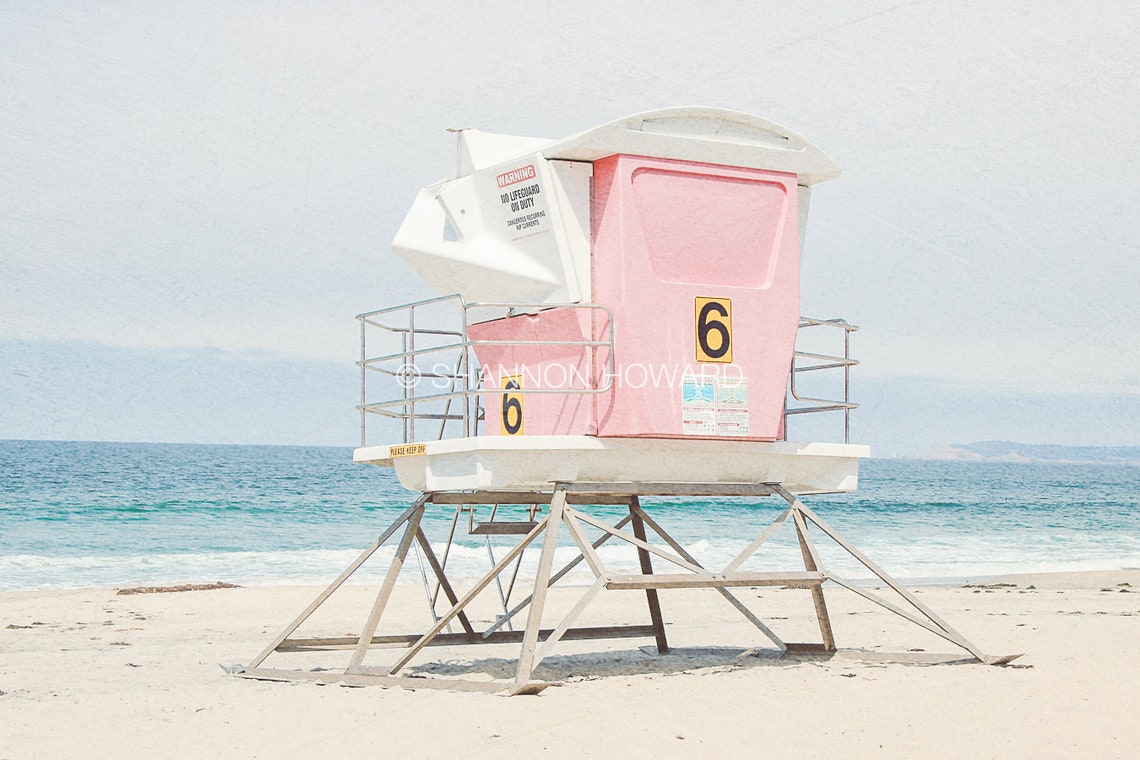 Pink Lifeguard Tower Art Print San Diego Beach Photography - Etsy